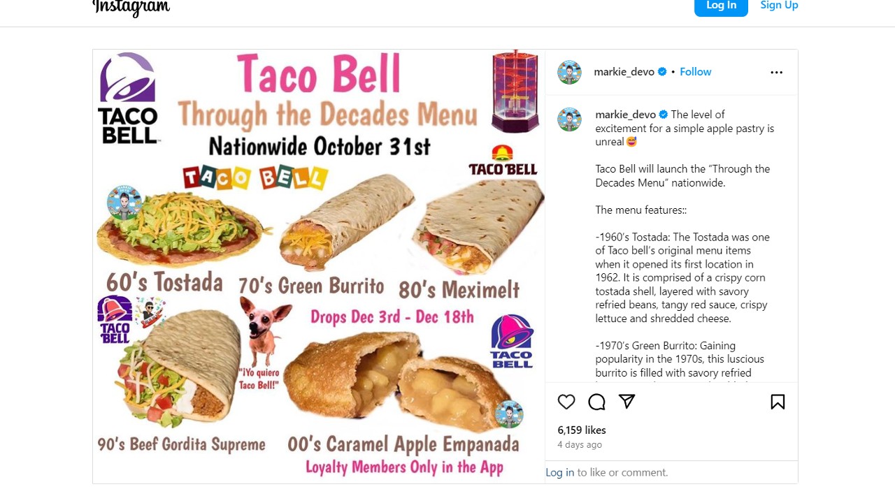 Taco Bell Turns Back Time: Iconic Dessert Leads 'Through the Decades ...